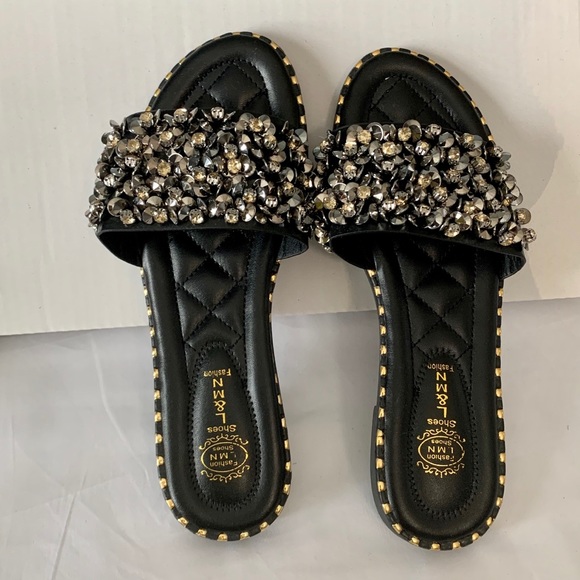 Shoes | Dark Bling Women Slides | Poshmark
